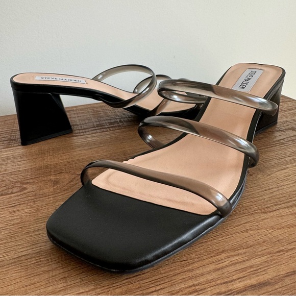 Steve Madden | Shoes | Steve Madden Hanya Block Heel Strappy Black ...